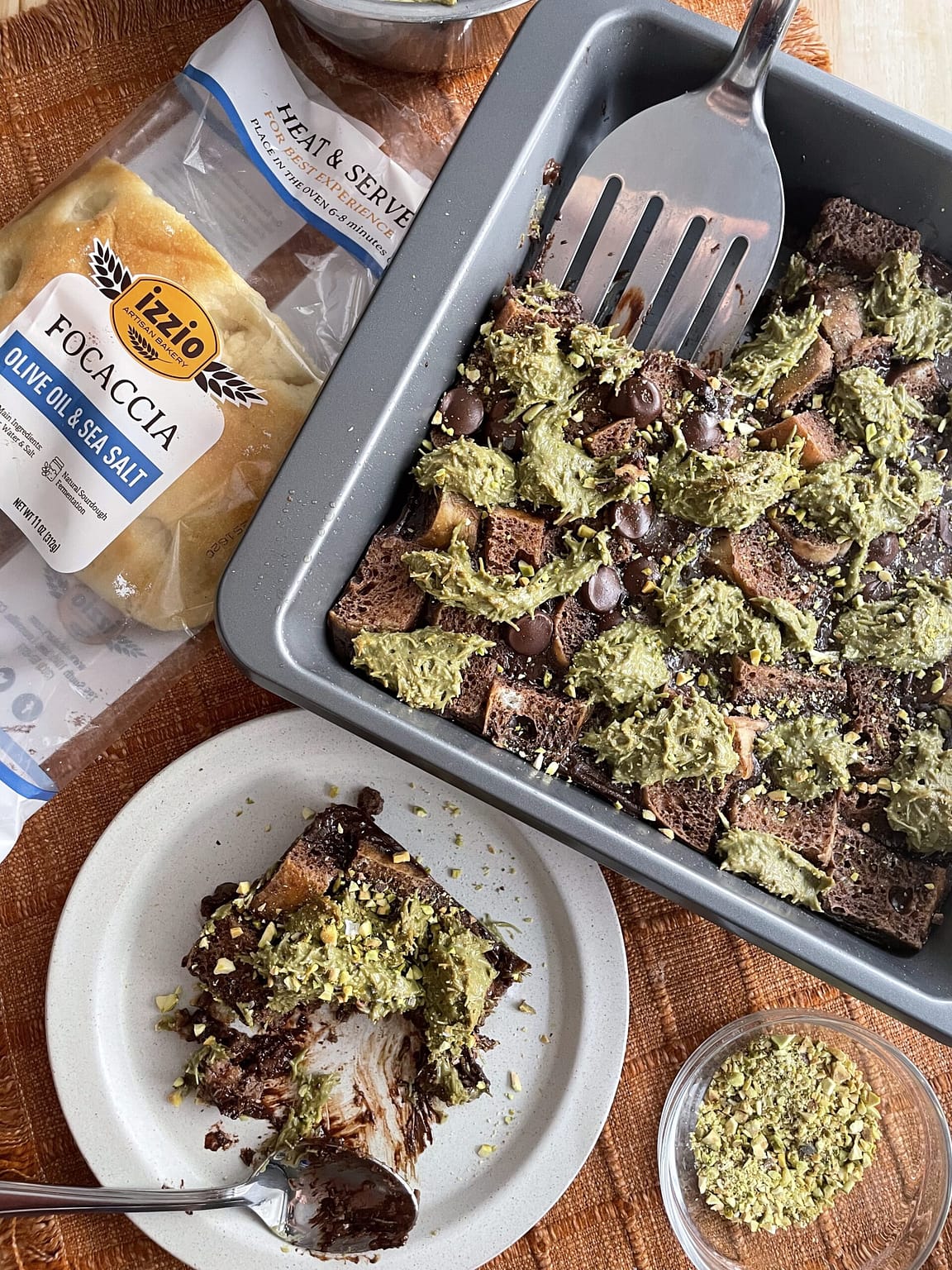 Dubai Chocolate Bread Pudding - izzio Artisan Bakery